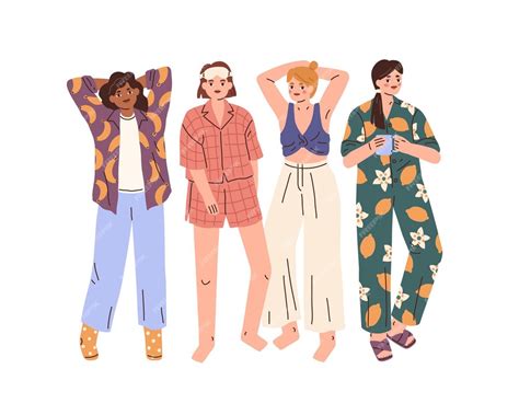 Premium Vector Woman In Comfy Home Clothes And Pajamas Modern Women