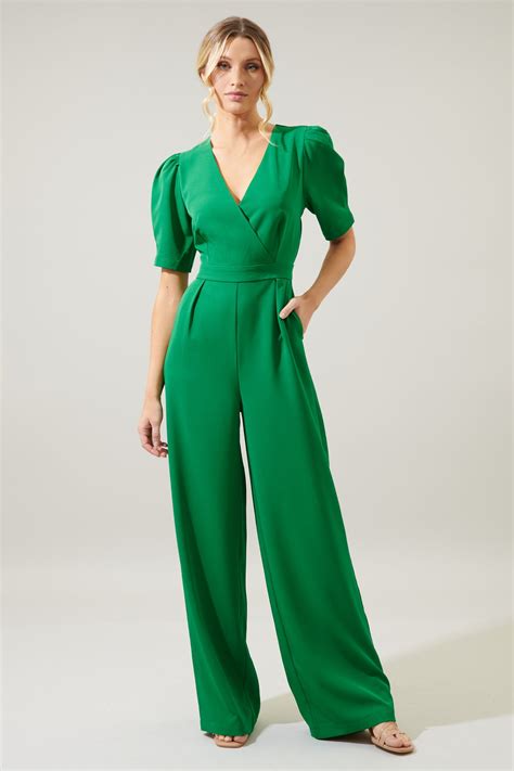Go Getter Wide Leg Surplice Jumpsuit Sugarlips