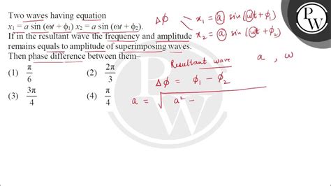 Two Waves Having Equation X {1} A Sin Left Omega T Phi {1} Right