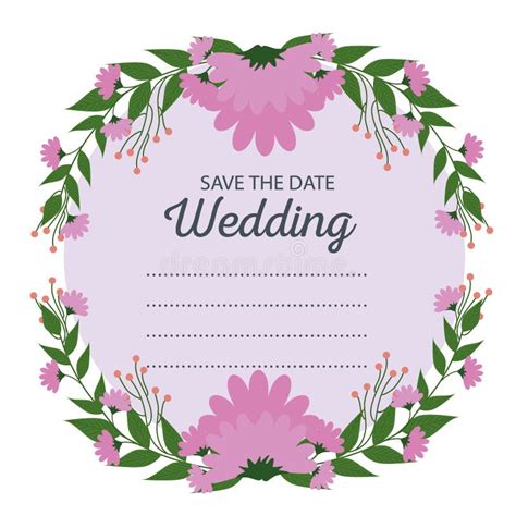 Wedding Card With Flowers Plants And Leaves To Event Stock Illustration