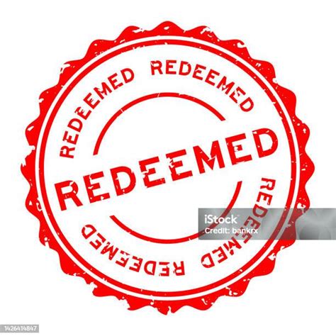 Grunge Red Redeemed Word Round Rubber Seal Stamp On White Background