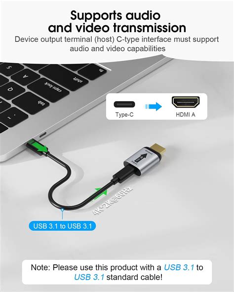 Eluteng Unidirectional Usb C Female To Hdmi Male Adapter 4k60hz Mini
