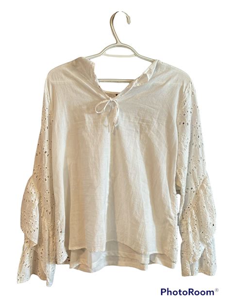Simply Vera Vera Wang Ruffled Eyelet Tie Back Top Xs Gem