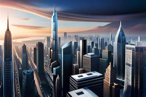 Premium Ai Image Sunrise Over The City