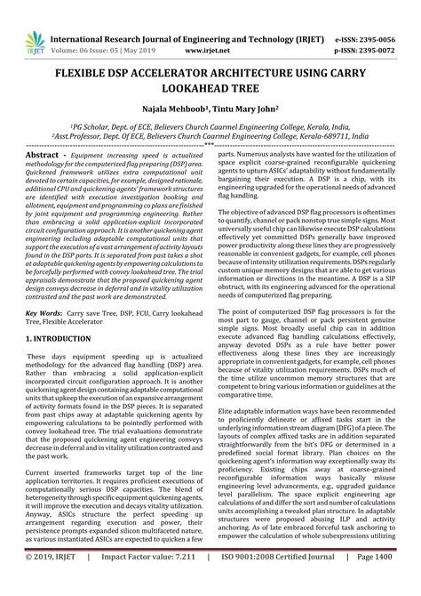Irjet Flexible Dsp Accelerator Architecture Using Carry Lookahead Tree