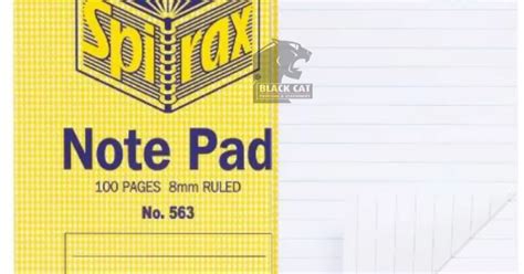 Spirax Notepad No 563 200 × 127 Mm 100 Ruled Pages Black Cat