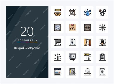 Premium Vector 20 Design Development Line Filled Icon For Presentation Vector Icons Illustration
