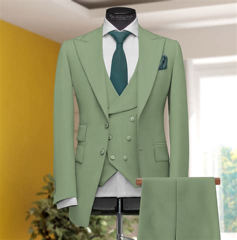Men Suits Suits For Men Mint Green Three Piece Wedding Suit Formal
