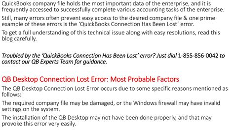 Ppt Simple Step By Step Guide To Resolve Quickbooks Connection Has Been Lost Powerpoint
