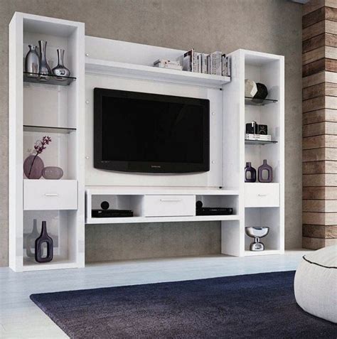 Modern White Entertainment Center With Tv Mount