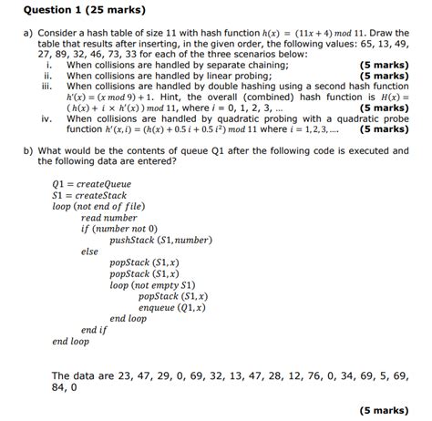Solved a) Consider a hash table of size 11 with hash | Chegg.com