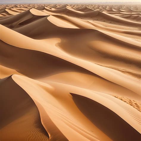 A Desert With Sand Dunes And A Sunset Sky Premium Ai Generated Image