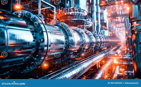 Futuristic Industrial Pipeline Stock Image Image Of Engineering Metallic 307444525