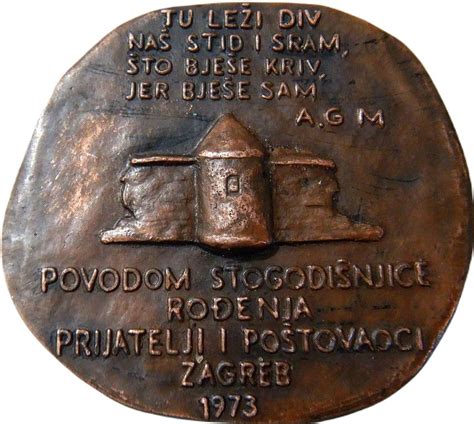 Medal Anton Gustav Matoš Yugoslavia Numista