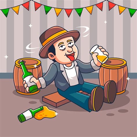 Free Vector Hand Drawn Drunk Cartoon Illustration