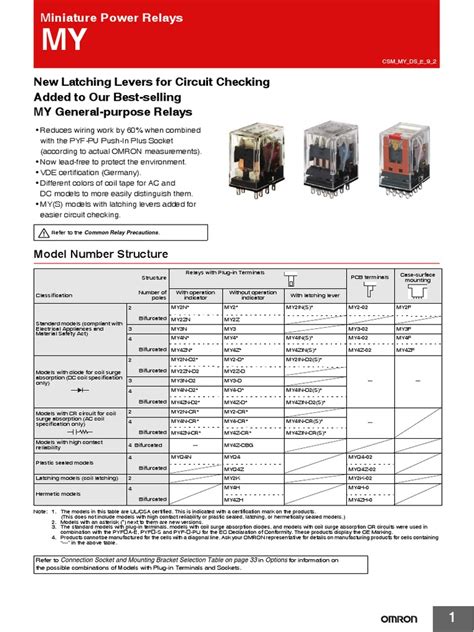 Relay Omron My Pdf Alternating Current Relay