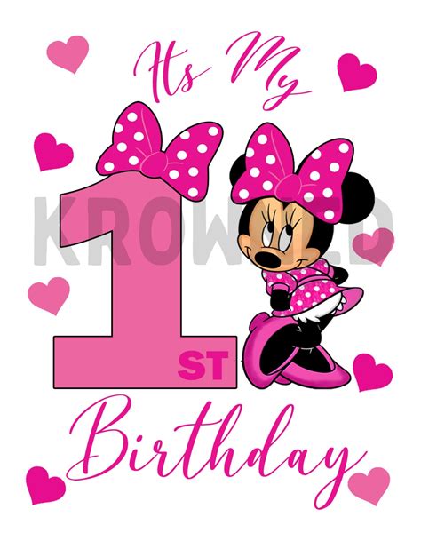 Minnie Mouse 1st Birthday Shirt Minnie Mouse Birthday Iron On Transfer Personalized Digital