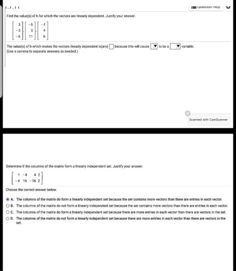 Solved Determine If The Columns Of The Matrix Form A Chegg