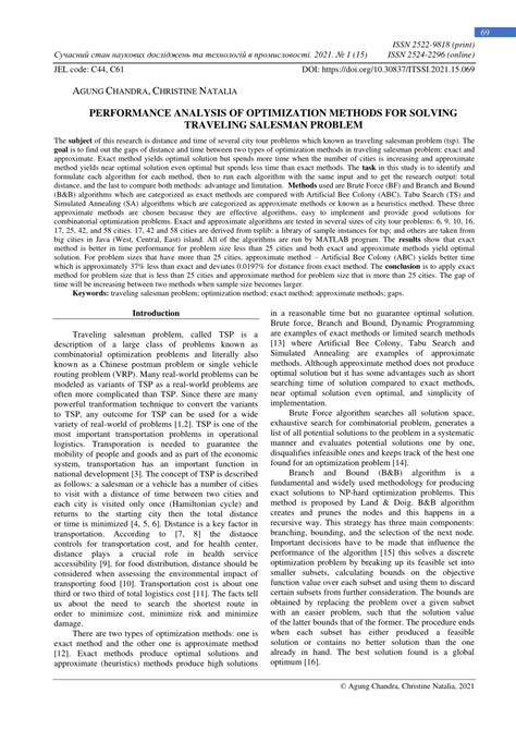 pdf performance analysis of optimization methods for solving