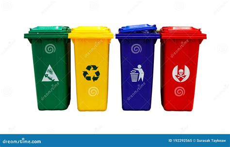 Bin Types Of Rubbish Separated By Its Color Stock Image Image Of Mark Refuse 192292565