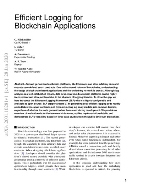 pdf efficient logging for blockchain applications