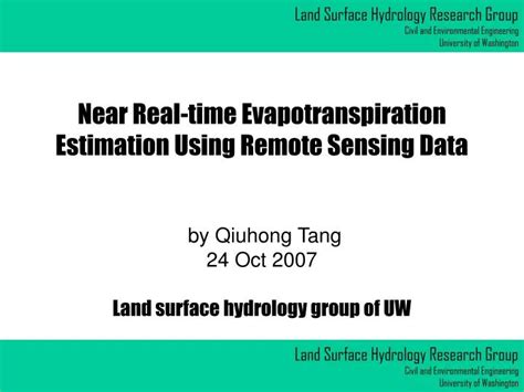 Ppt Near Real Time Evapotranspiration Estimation Using Remote Sensing Data Powerpoint