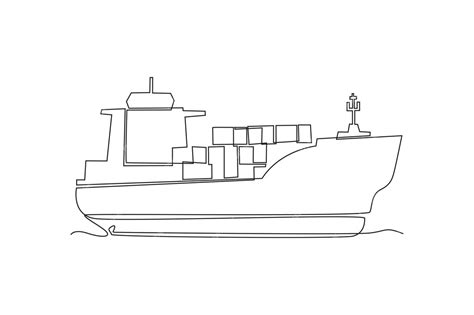 単純な連続線図 貨物船が箱状の貨物を配達する 貨物艦のアイコンセット 海上輸送のシンボル 石油タンカーとlngタンカー 孤立したベクトル画像