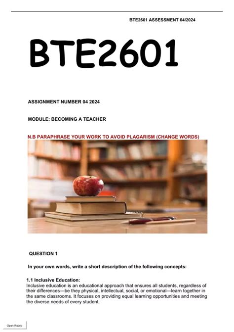 Bte2601 Assignment 4 2024 Bte2601 Bte2601 Stuvia Sa