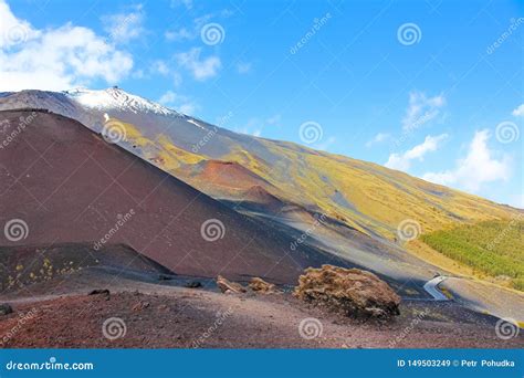 Amazing Volcanic Landscape On Mount Etna Sicily Italy Taken From