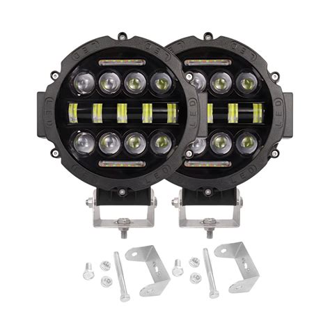 Pair Of 7 Inch 15led 4x4 Spot Lights 6000k H4 Plug With Brackets And
