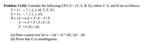 Solved Problem 3 10 Consider The Following Cfg