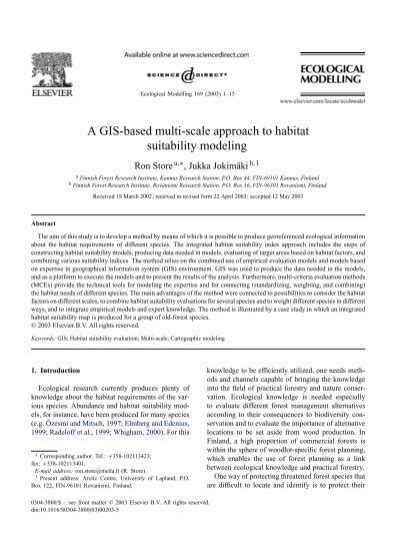 A Gis Based Multi Scale Approach To Habitat Suitability Modeling
