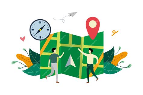 Premium Vector Gps Navigation System Location On The City Map Flat Illustration With Small People