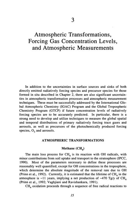 Atmospheric Transformations Forcing Gas Concentration Levels And Atmospheric Measurements