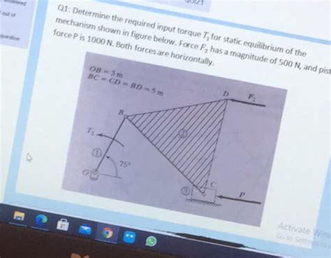 Solved Q Determine The Required Input Torque T For Static Chegg Com