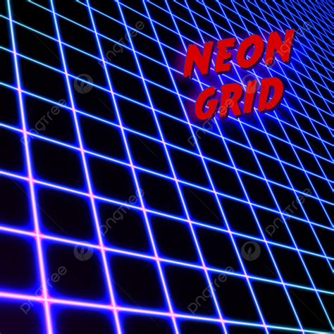 Bright Neon Grid Lines Background With 80s Style Striped Network