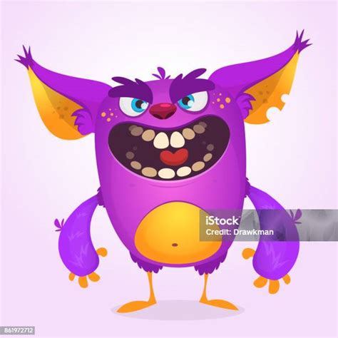 성 난 만화 괴물입니다 보라색 괴물 얼굴의 벡터 일러스트 레이 션 갈고리 발톱에 대한 스톡 벡터 아트 및 기타 이미지 갈고리 발톱 귀여운 그렘린 봉우리 Istock