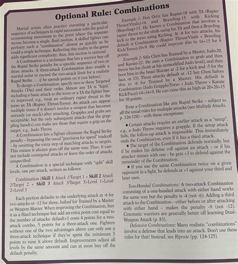This Is The Combination Rules From The Martial Arts Book I Am Very