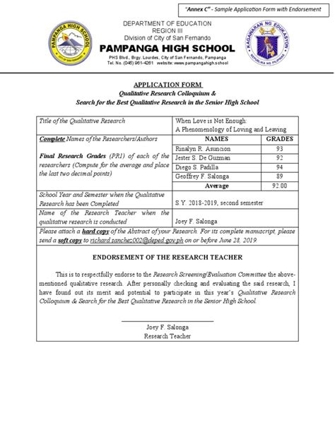 3 Application Form With Endorsement Pdf