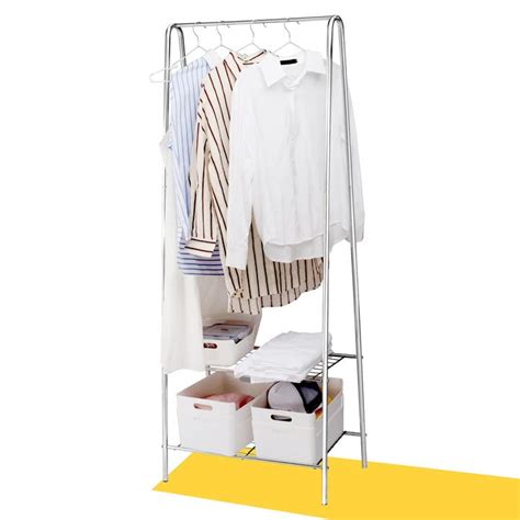 Susunnus Small Clothes Rack With Shelves Stainless Steel Narrow Garment Rack For Hanging Clothes