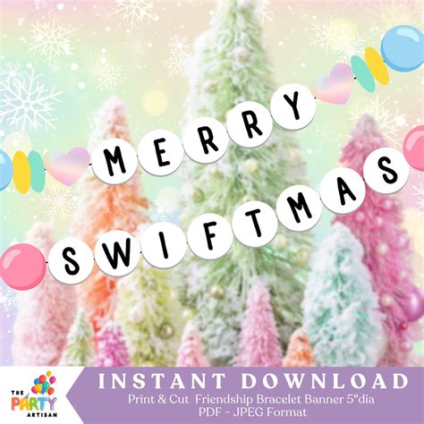 Merry Swiftmas Printable Banner Friendship Bracelet Decor Custom