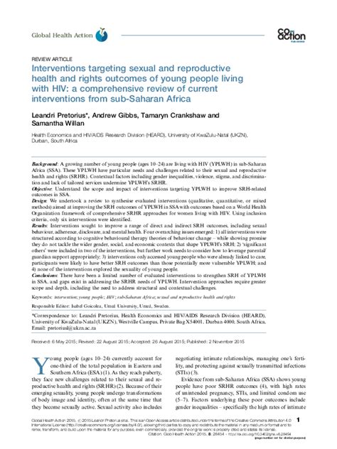 Pdf Interventions Targeting Sexual And Reproductive Health And Rights