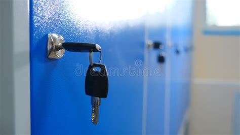 Inserted Keys In Iron Locker Doors In Gym Dressing Room Locker Room