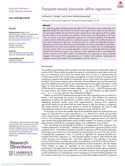 Pdf Template Based Piecewise Affine Regression
