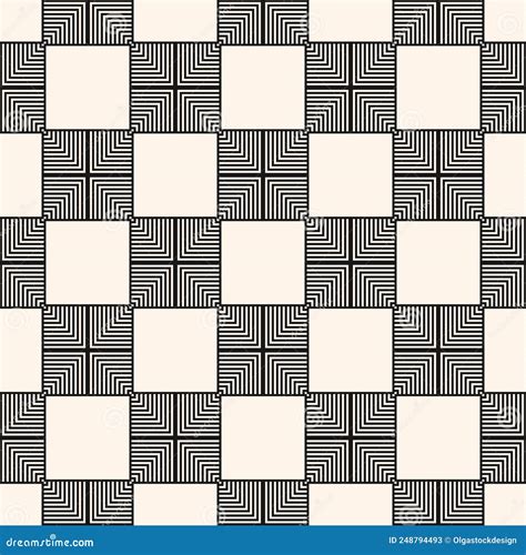 Monochrome Vector Geometric Seamless Pattern Abstract Square Grid Background Stock Vector