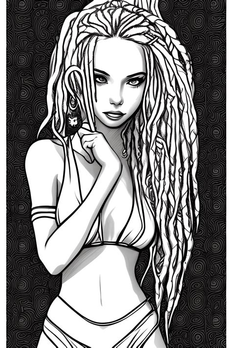 Beautiful Blonde In A Bikini Coloring Page · Creative Fabrica