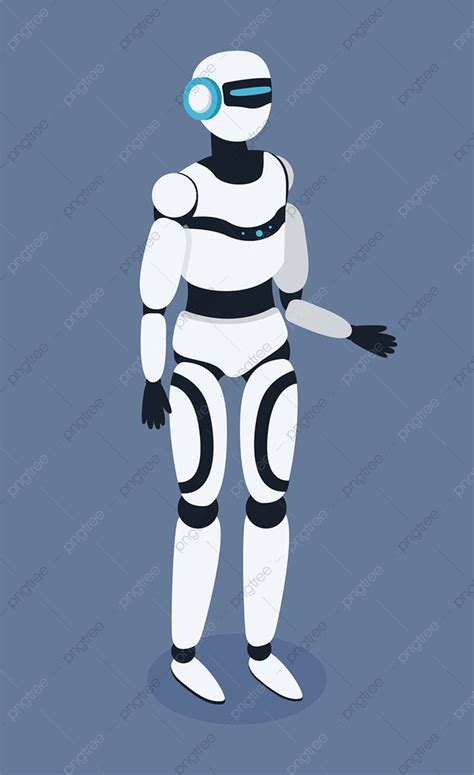 전체 길이 회색 배경 서 흰색 로봇 벡터 일러스트 레이 션 개념 공학 눈 Png 일러스트 및 벡터 에 대한 무료 다운로드