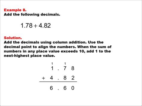 Math Example Decimal Concepts Adding Decimals Example 8 Media4math