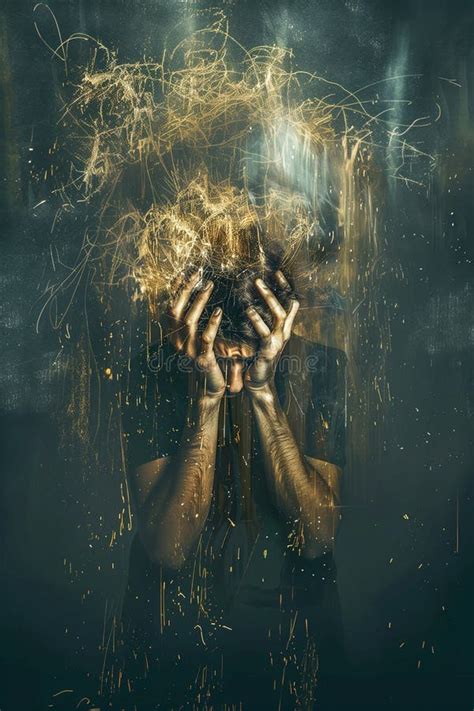 A Man Is Shown With His Hands On His Head Surrounded By A Lot Of Gold