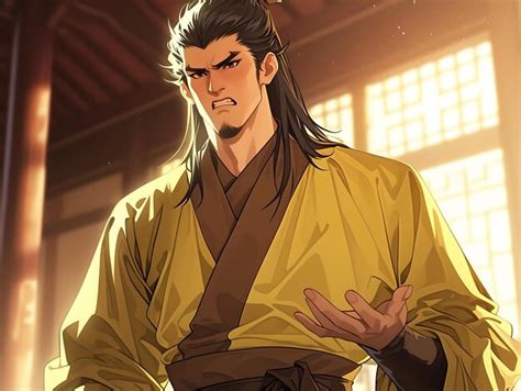 Anime Character With Long Hair And Yellow Robe Holding A Sword